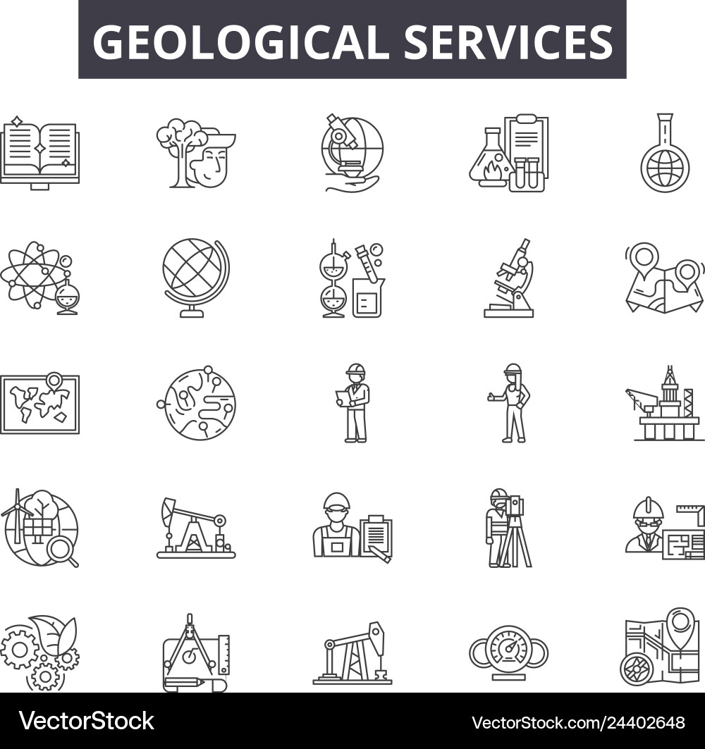 Geological services line icons for web and mobile Vector Image