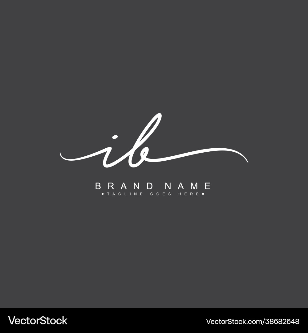 Initial letter ib logo - handwritten signature Vector Image