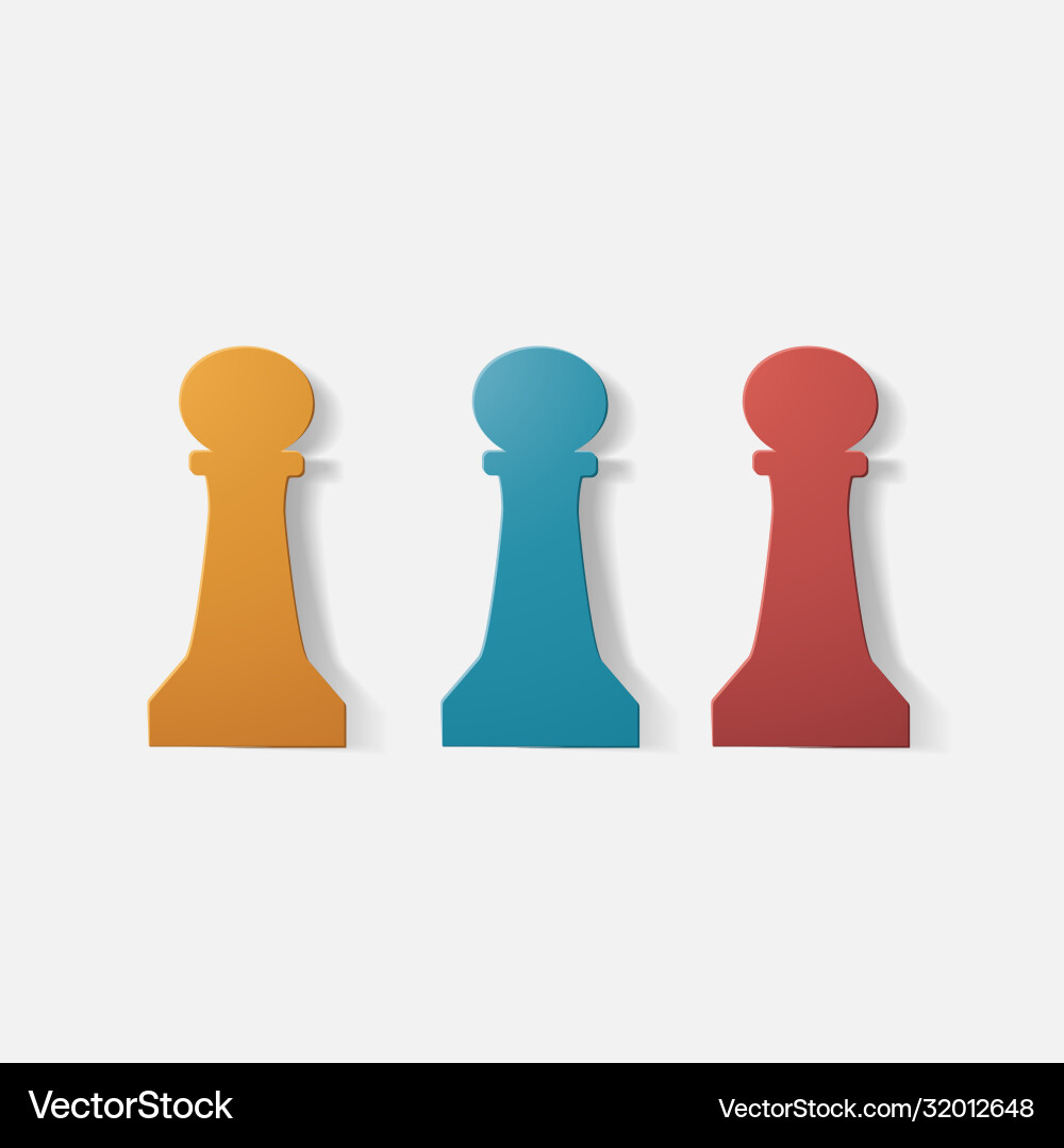 Paper clipped sticker chess piece pawn Royalty Free Vector