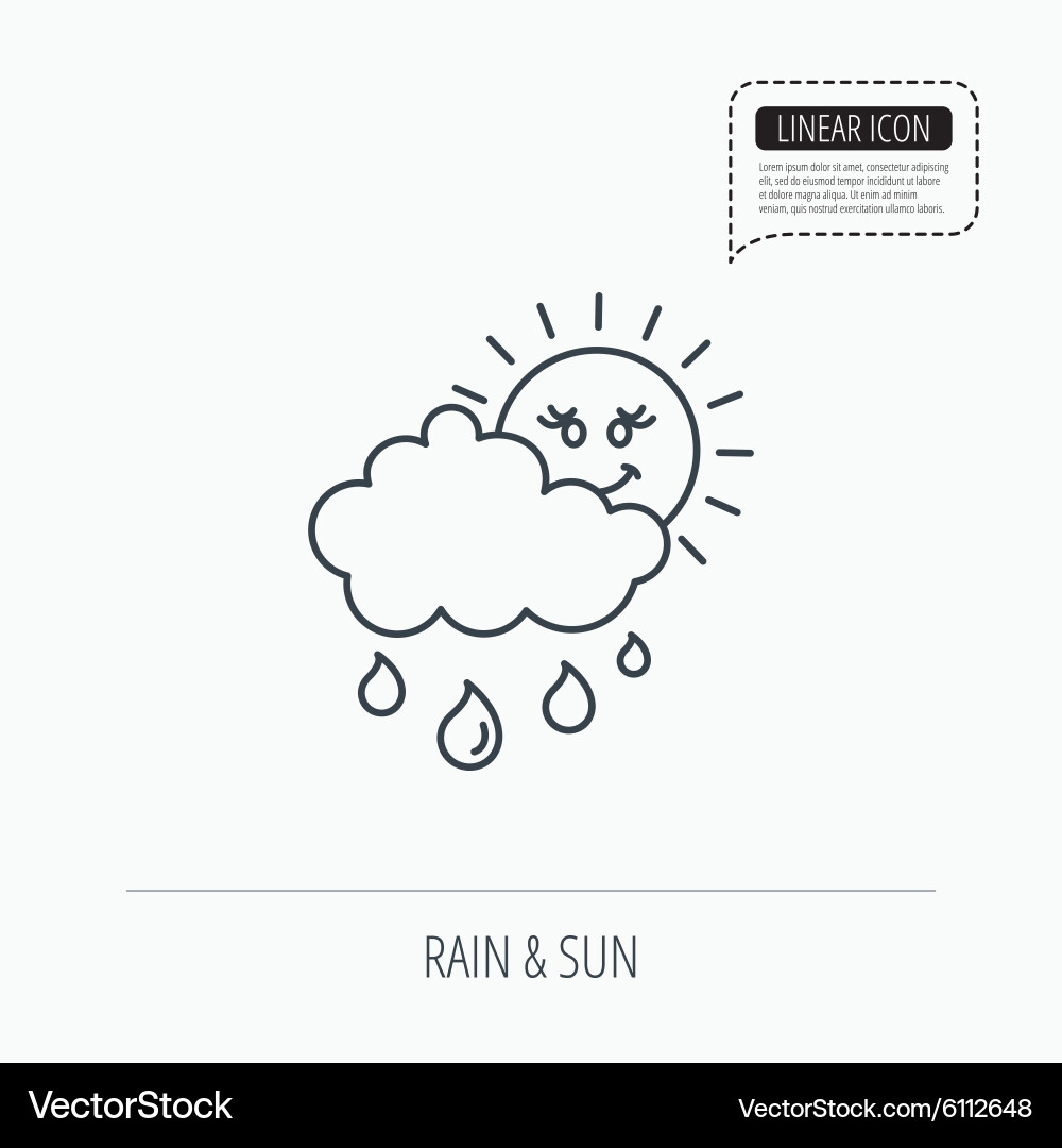 Rain and sun icon water drops with cloud sign Vector Image