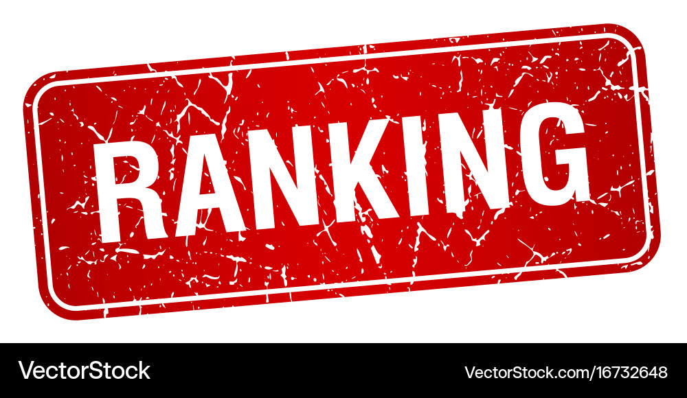 Ranking red square grunge textured isolated stamp Vector Image