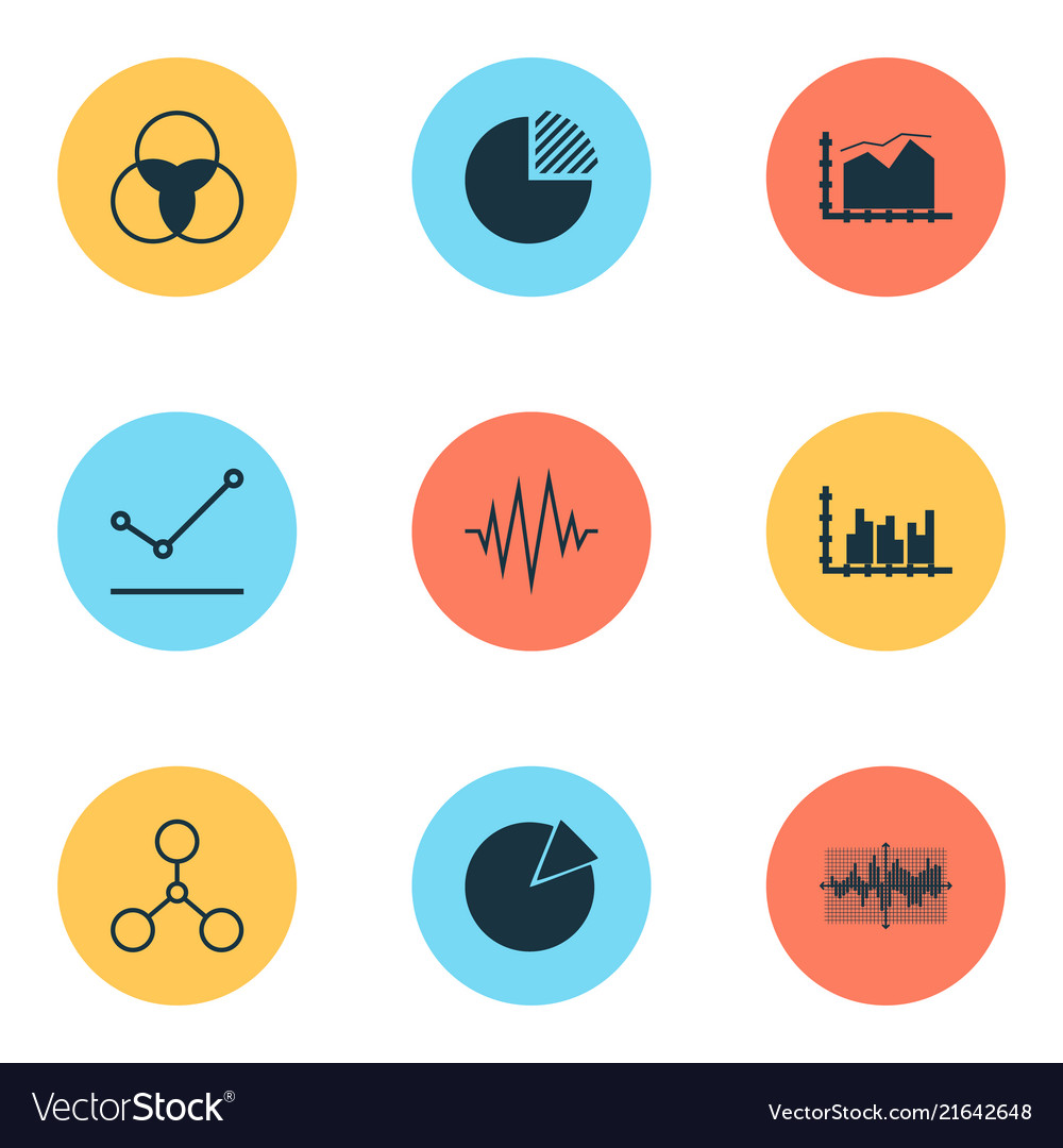 Set of graphs diagrams and statistics icons Vector Image