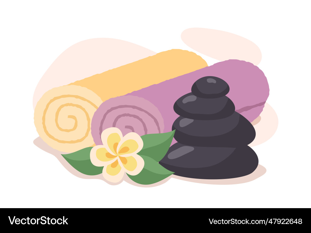 Towels and rocks for spa concept Royalty Free Vector Image
