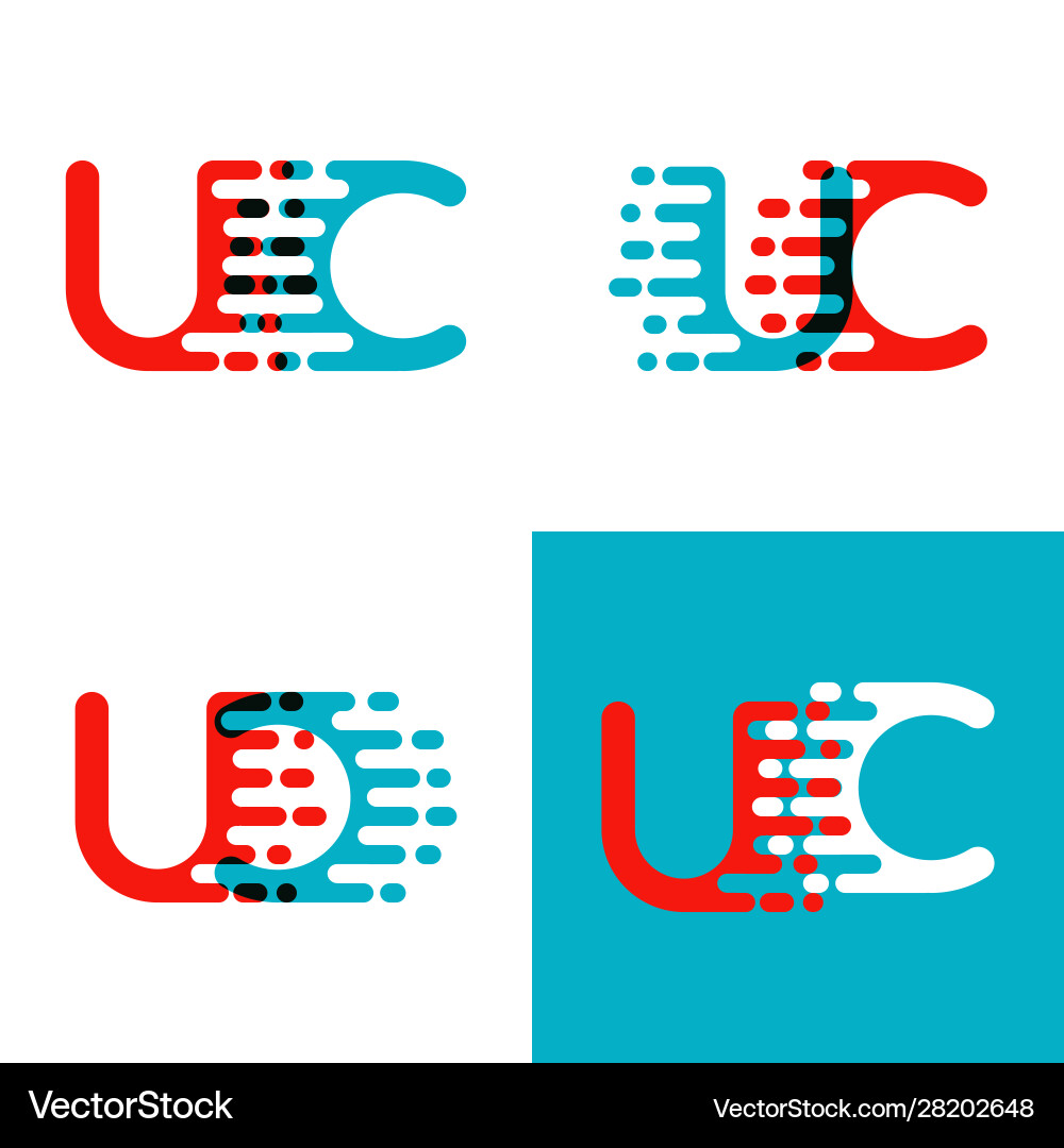 Uc letters logo with accent speed red and blue Vector Image