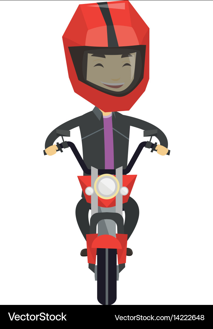 Young man riding motorcycle at night Royalty Free Vector