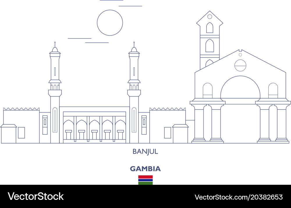 Banjul city skyline Royalty Free Vector Image - VectorStock