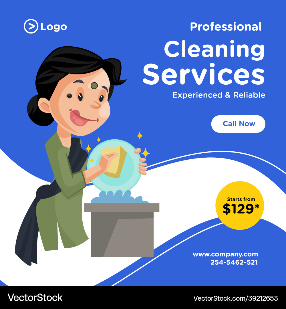 Banner design of cleaning services Royalty Free Vector Image