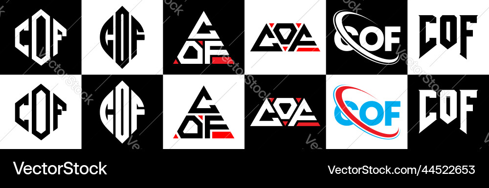 Cof letter logo design in six style polygon Vector Image