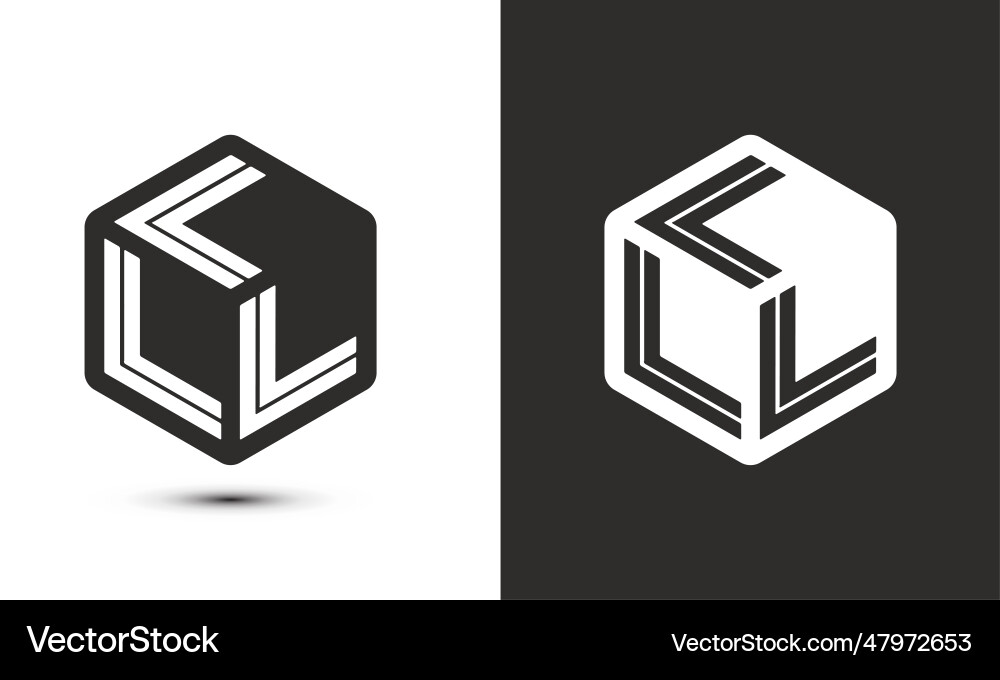 L letter logo design with cube logo logo modern Vector Image