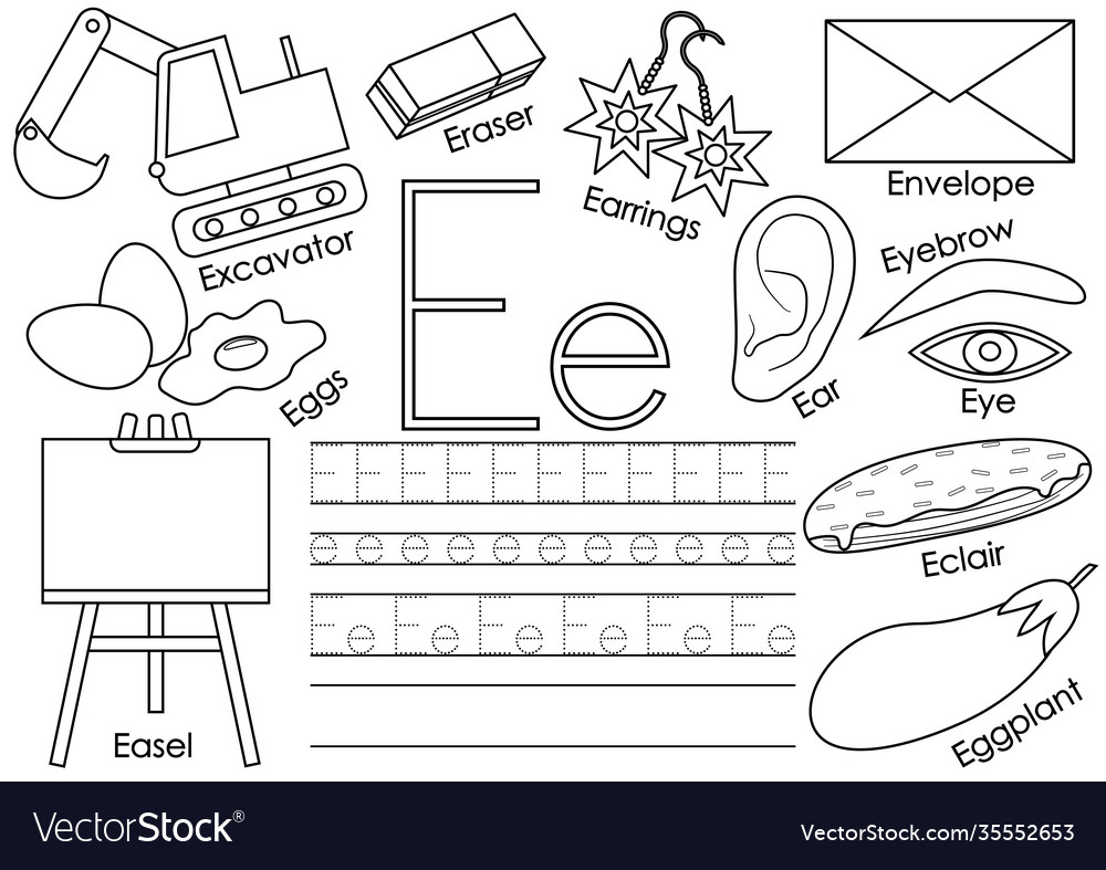 Letter e english alphabet educational game Vector Image
