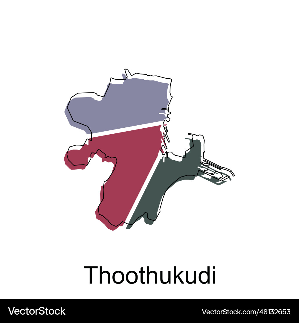 Map of thoothukudi colorful geometric modern Vector Image