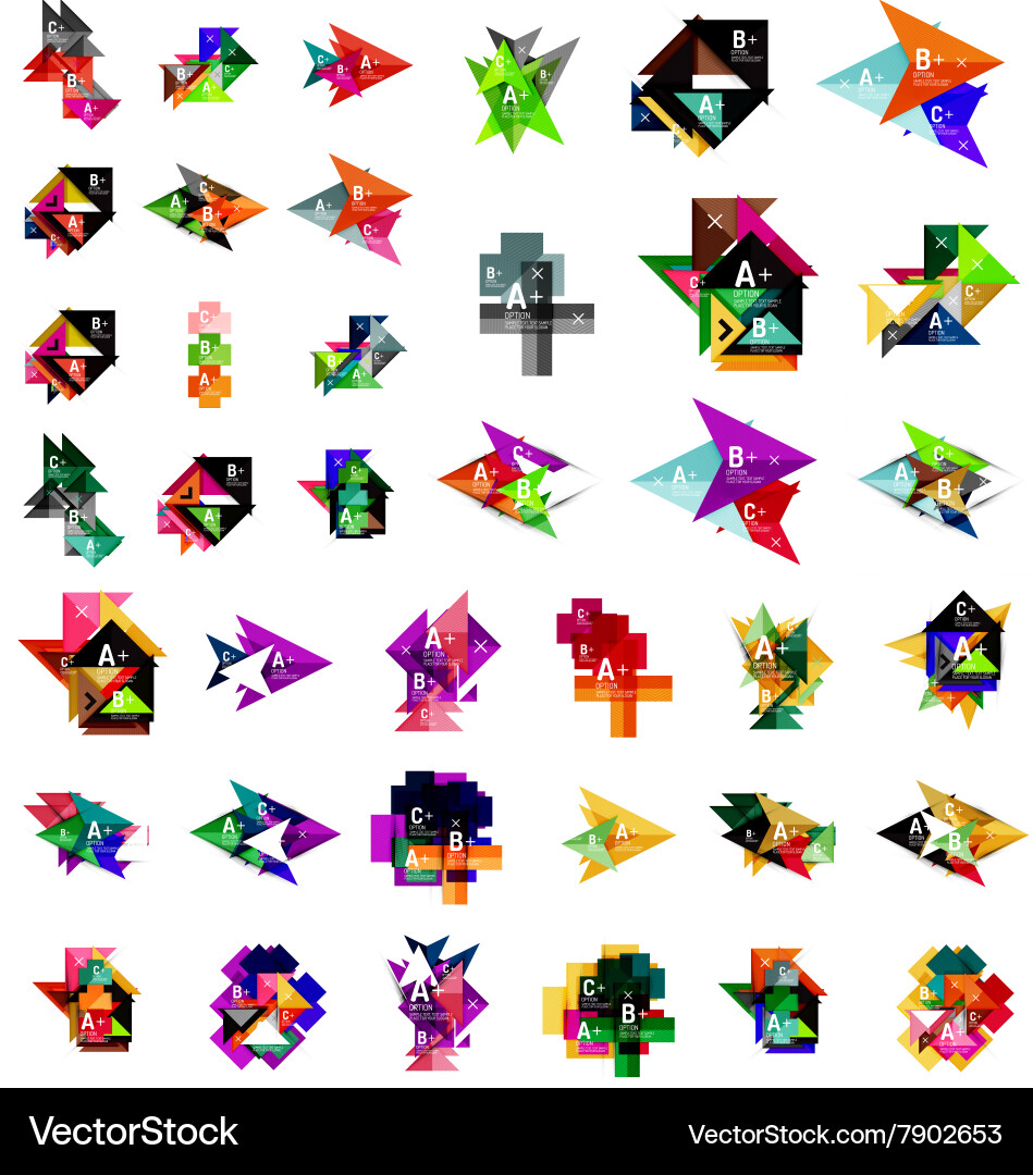Mega set of geometric web option box banners Vector Image