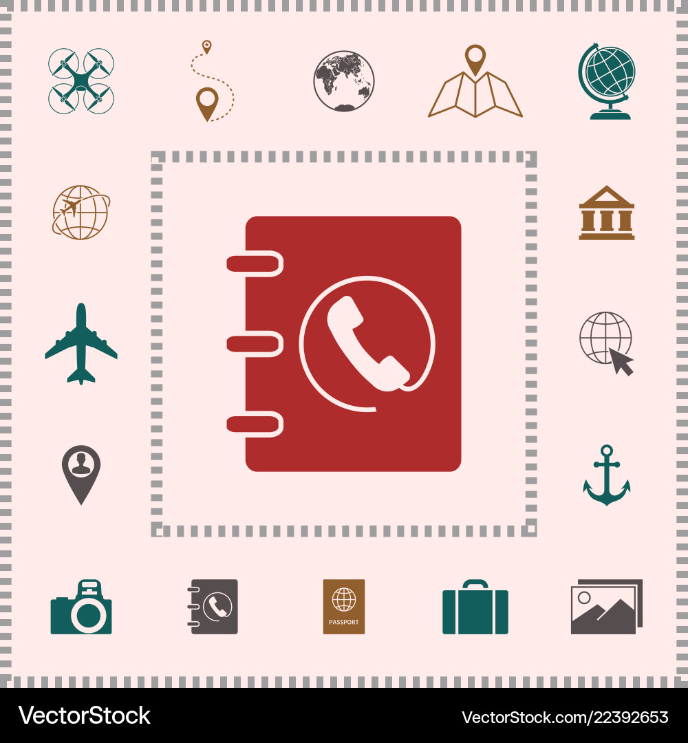 Notebook address phone book icon with handset Vector Image