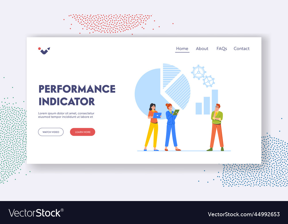 Performance indicators landing page template Vector Image
