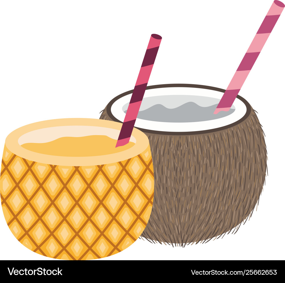 Pineapple cocktail for summer on white background Vector Image