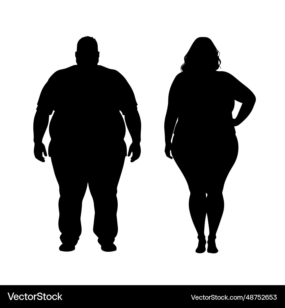 Plus size man and woman silhouette Royalty Free Vector Image