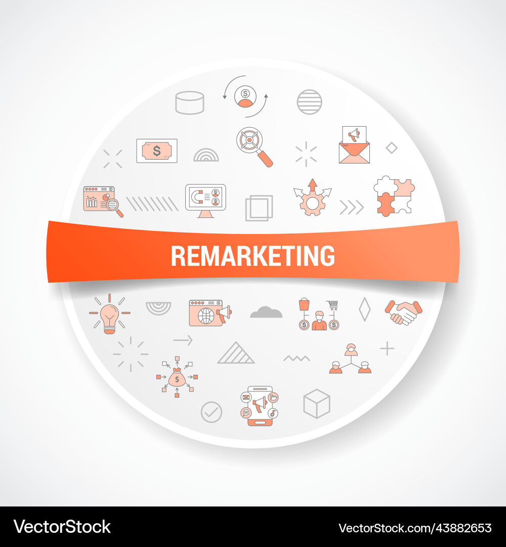 Remarketing concept with icon concept with round Vector Image