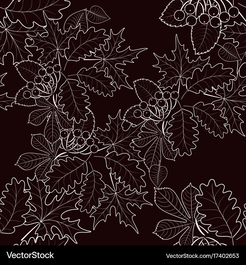 Seamless pattern of leaves on a brown background Vector Image