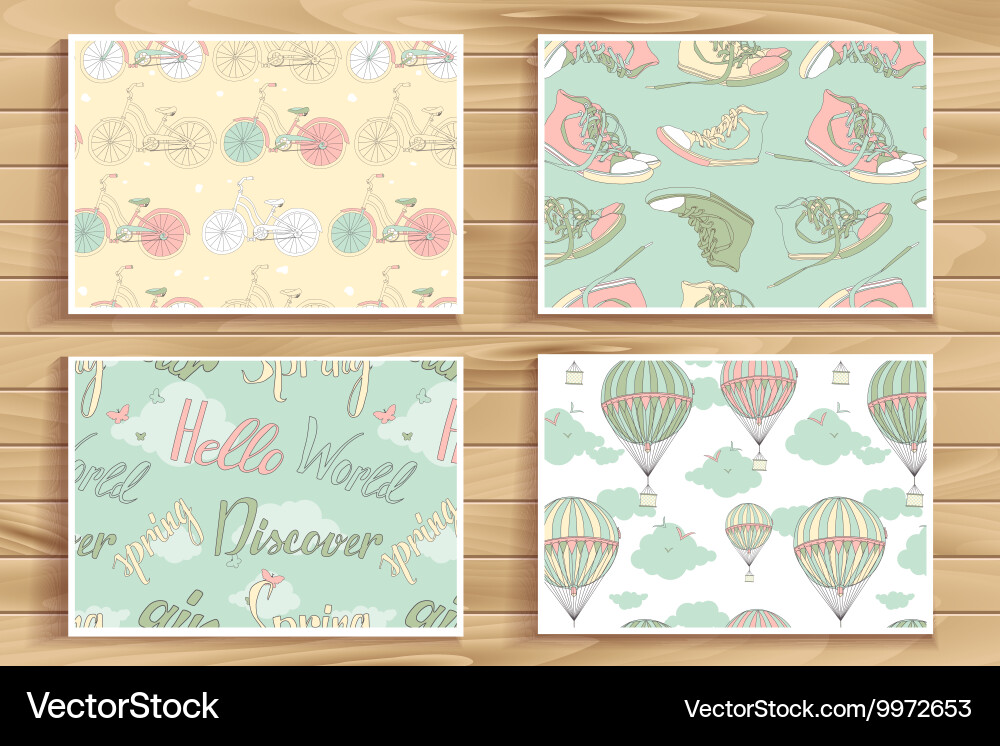 Set of 4 vintage prints Royalty Free Vector Image