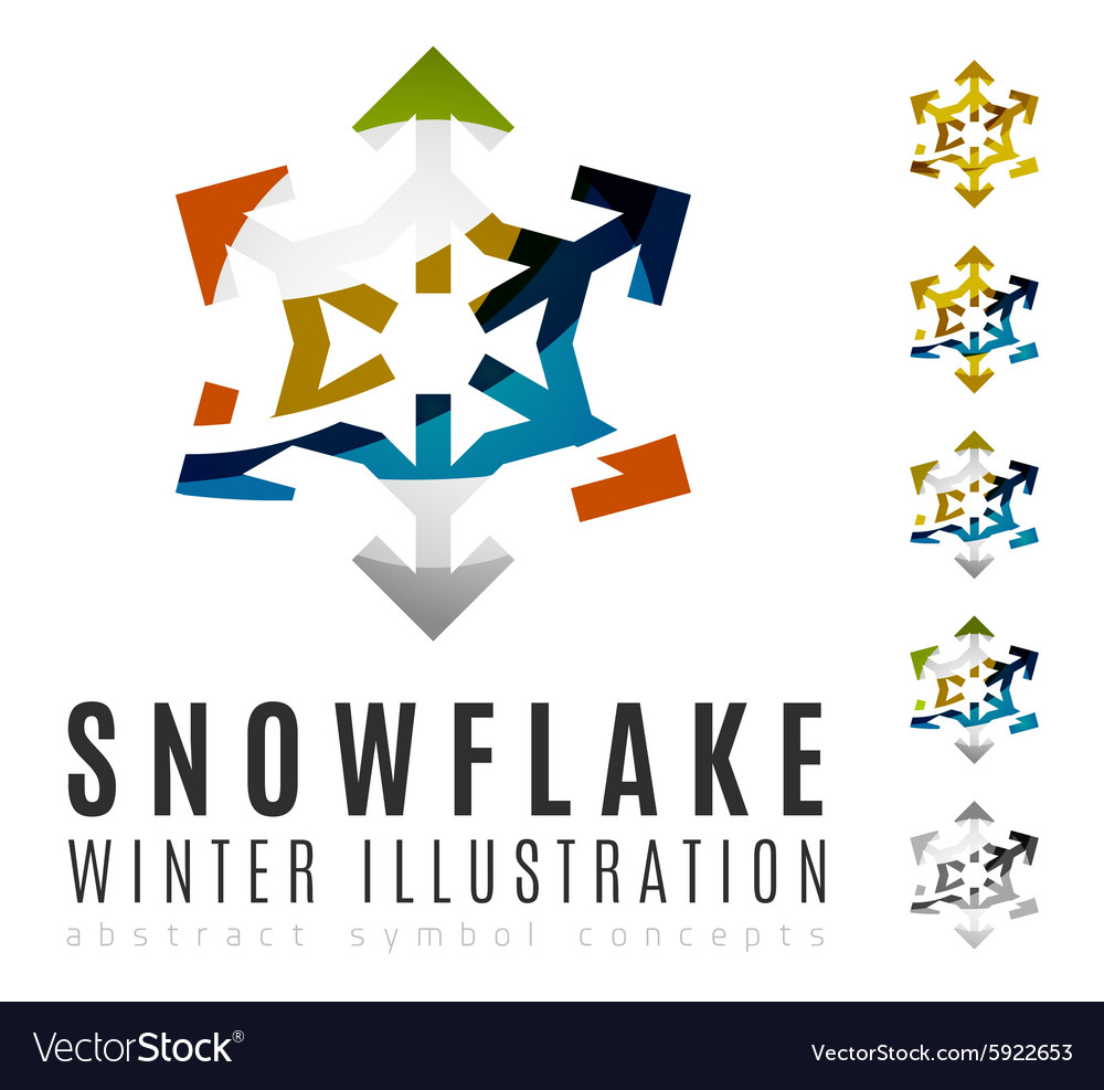 Set of abstract colorful snowflake logo icons Vector Image