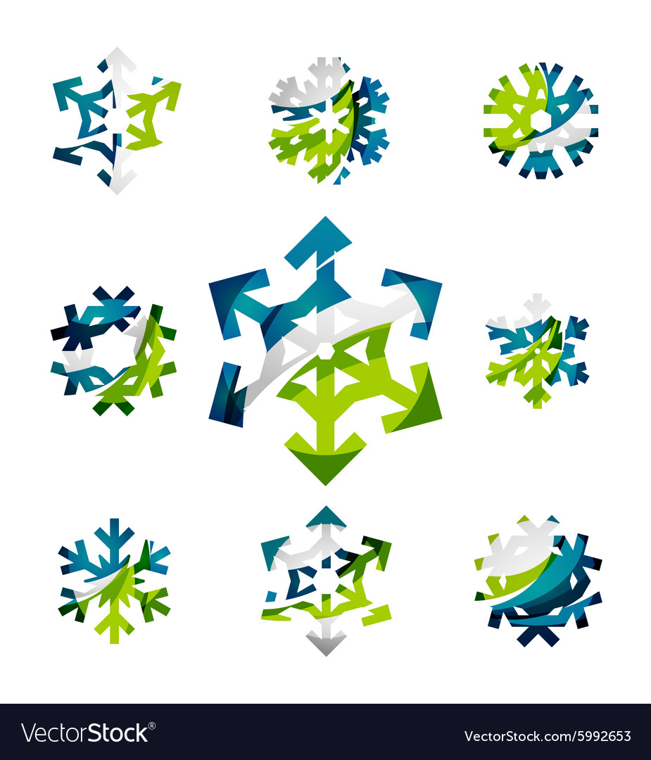 Set of abstract colorful snowflake logo icons Vector Image