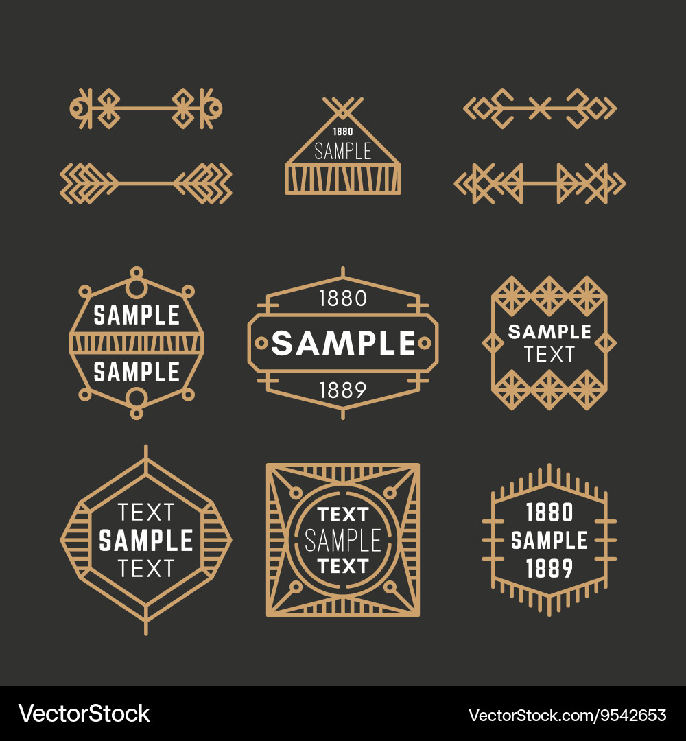 Set of line art decorative geometric frames Vector Image