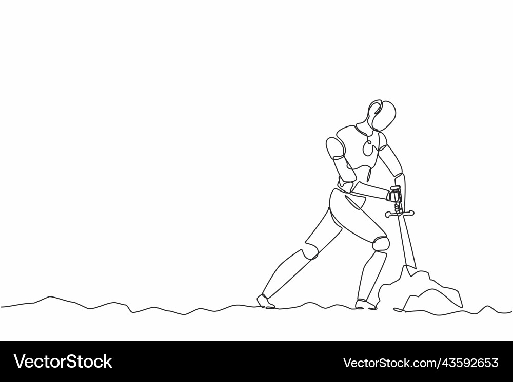 Single one line drawing robot tries to draw stuck Vector Image