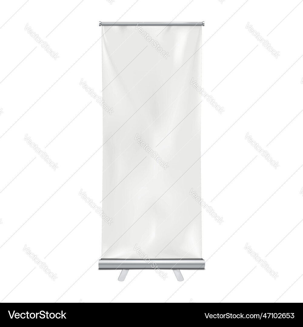White blank roll-up banner stand mockup vertical Vector Image