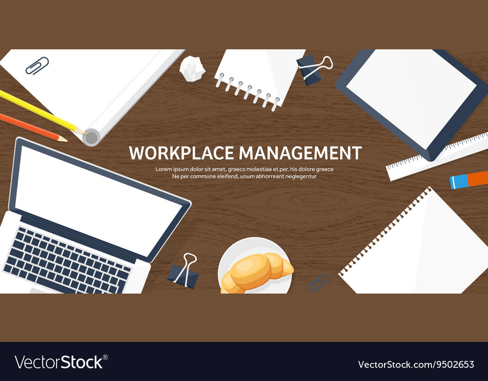 Workplace with table and computer Royalty Free Vector Image