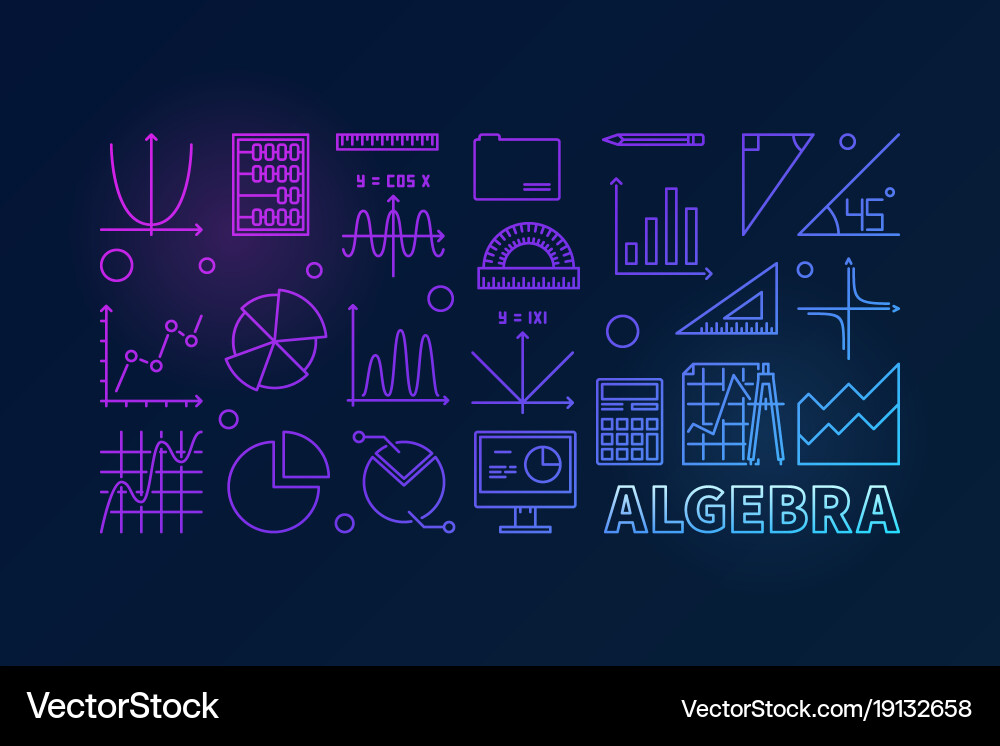 Algebra colorful outline Royalty Free Vector Image