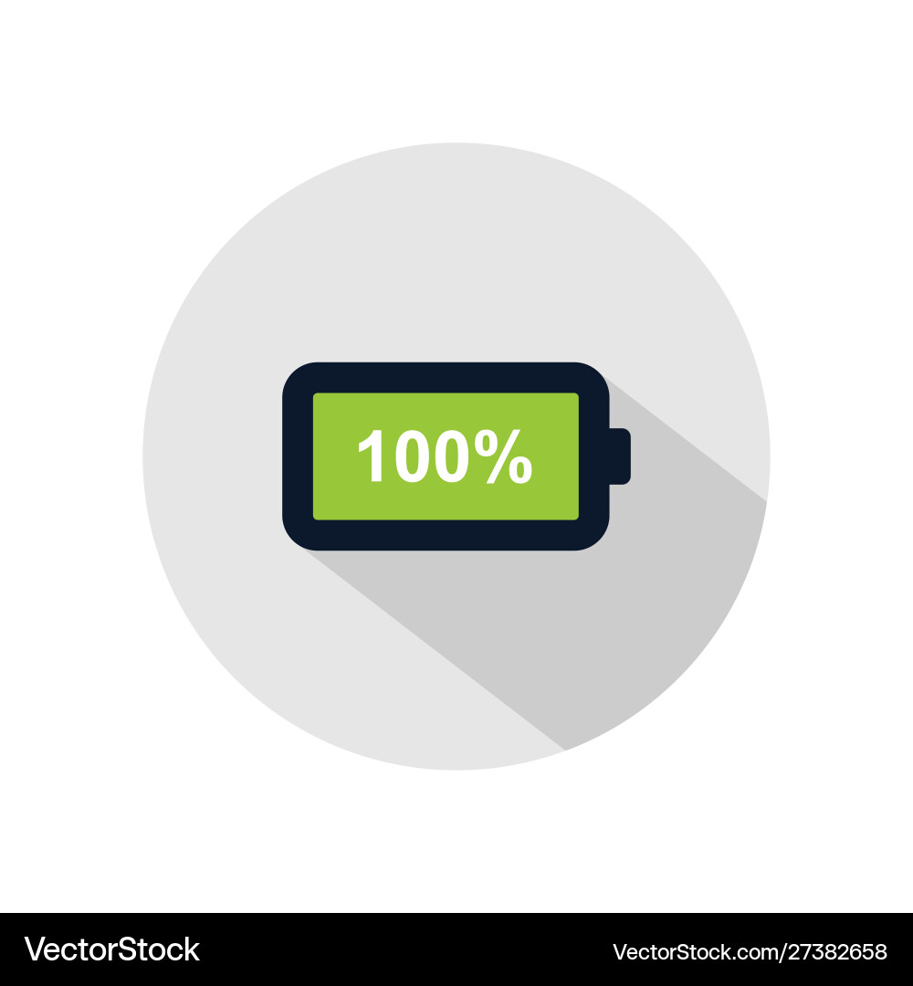 Battery 100 charged icon full charging Royalty Free Vector