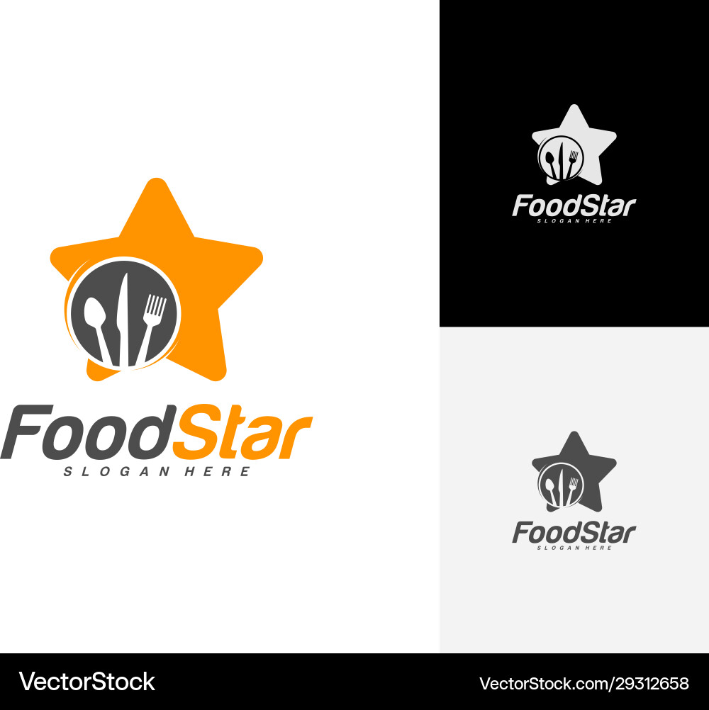 Creative food star logo design restaurant Vector Image