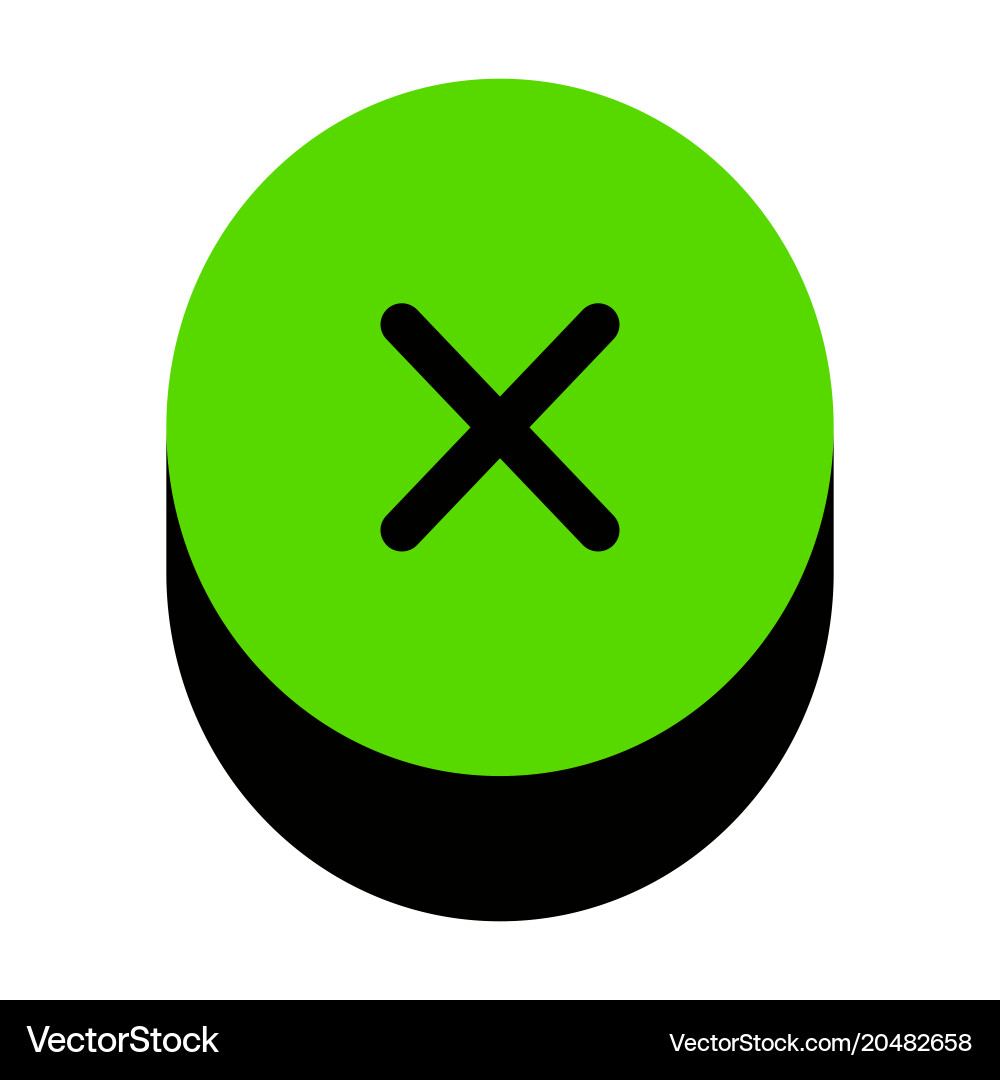 Cross sign green 3d icon Royalty Free Vector Image