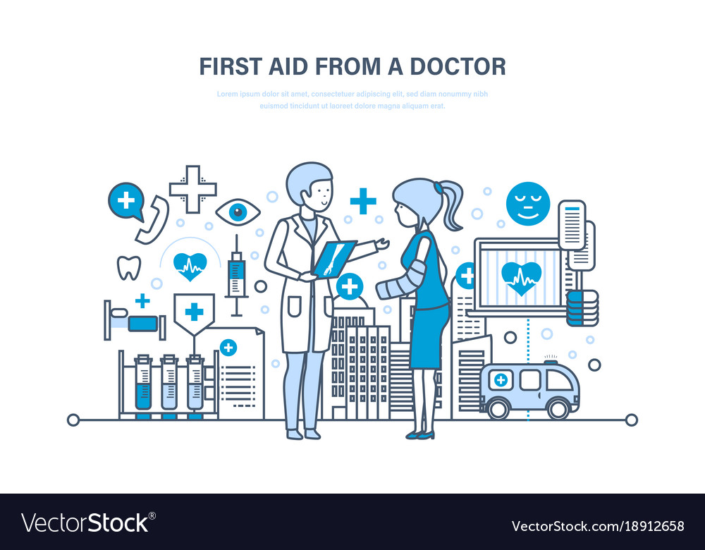 First aid from doctor medical care healthcare Vector Image