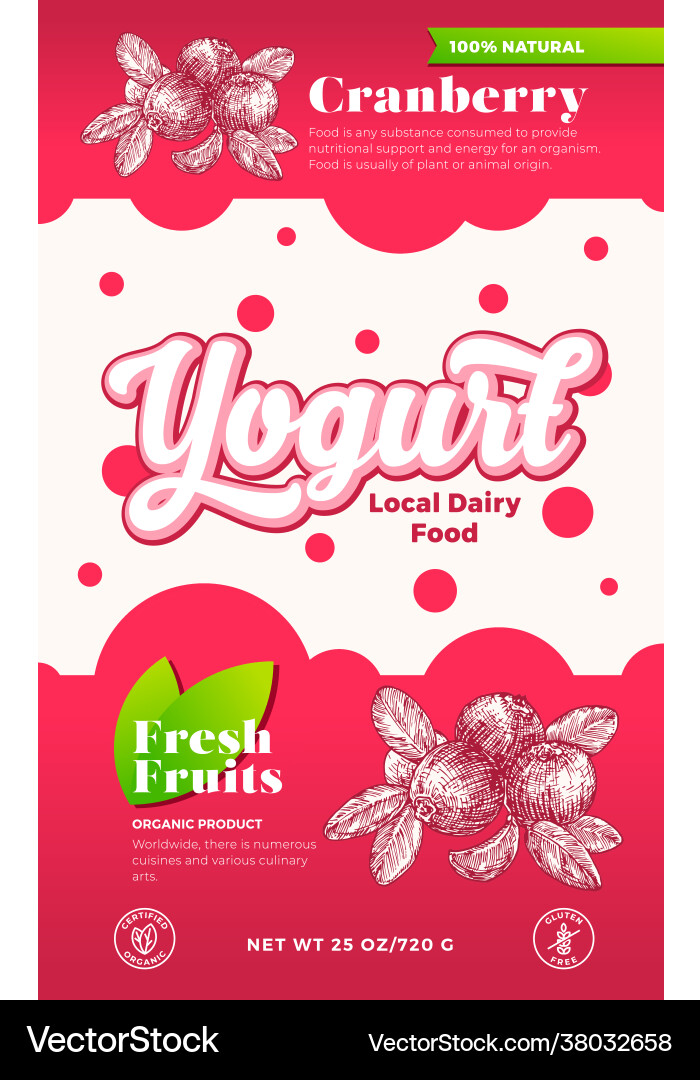 Fruits and berries yogurt label template abstract Vector Image