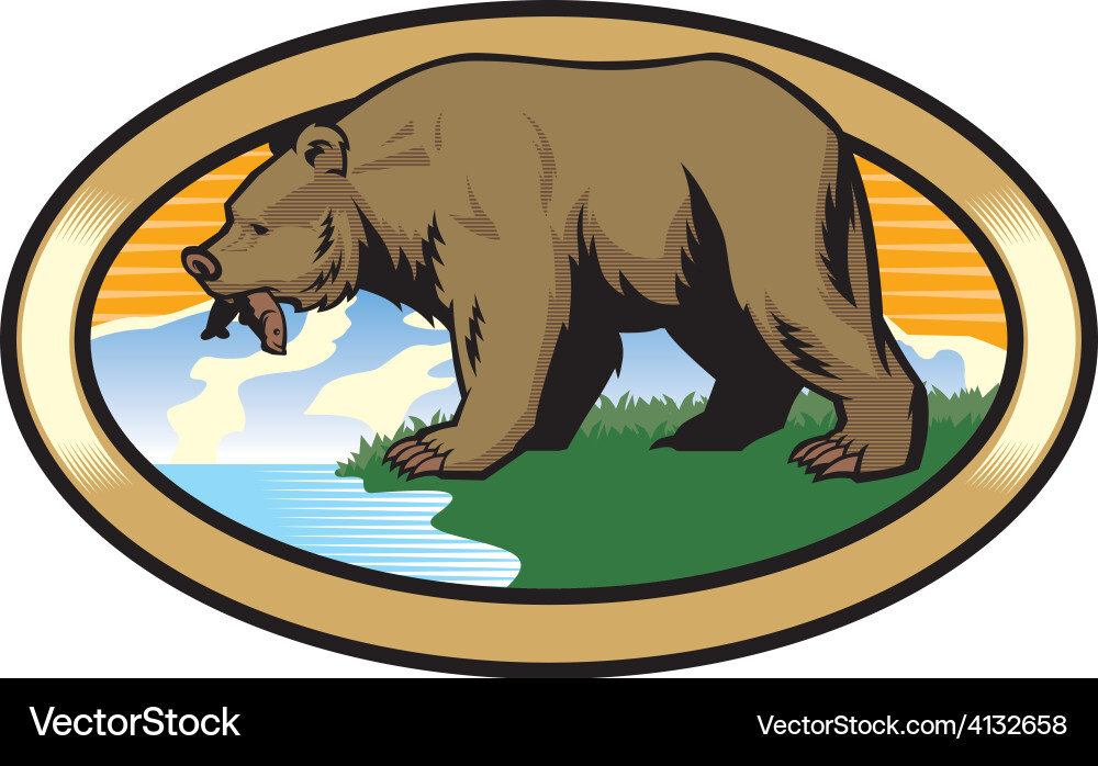 Grizzly bear at the nature Royalty Free Vector Image
