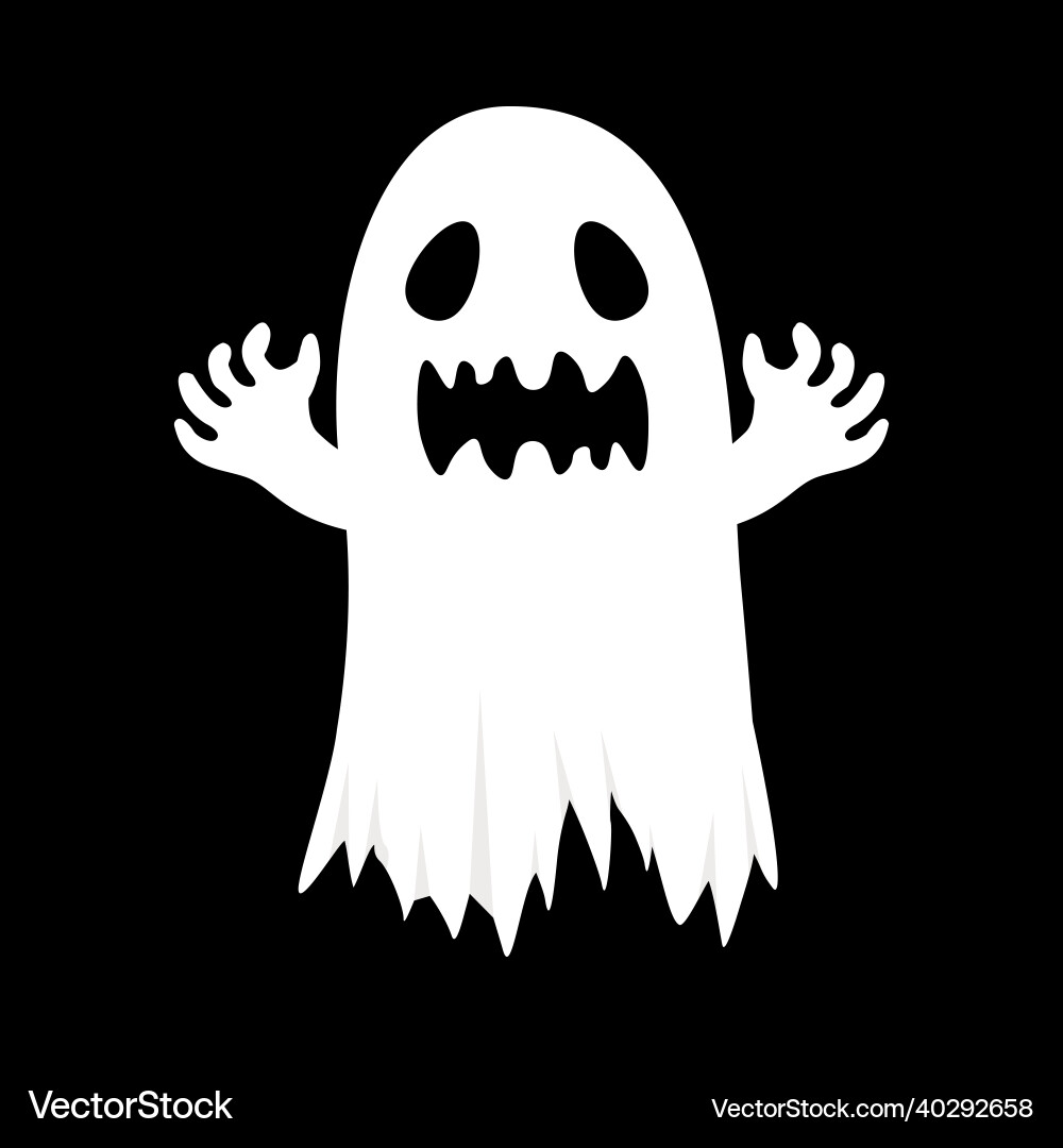 Halloween scary white ghost design on a black Vector Image