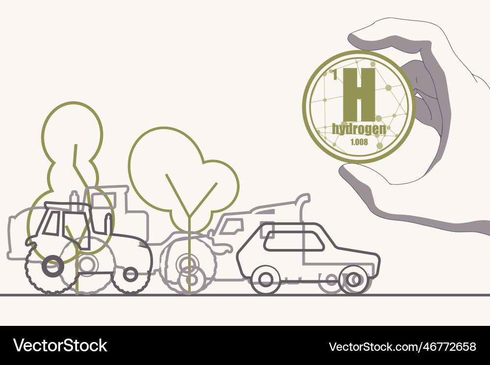 Hand holding hydrogen chemical element sign Vector Image