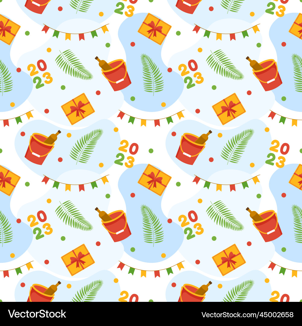 Happy new year 2023 seamless pattern design Vector Image