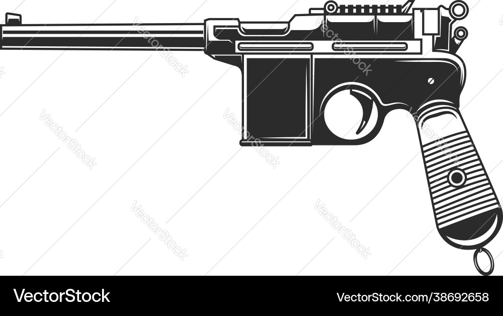 Mauser handgun design element for logo label sign Vector Image