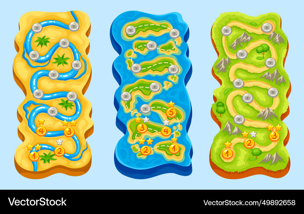 Mobile level map adventure casual game asset Vector Image