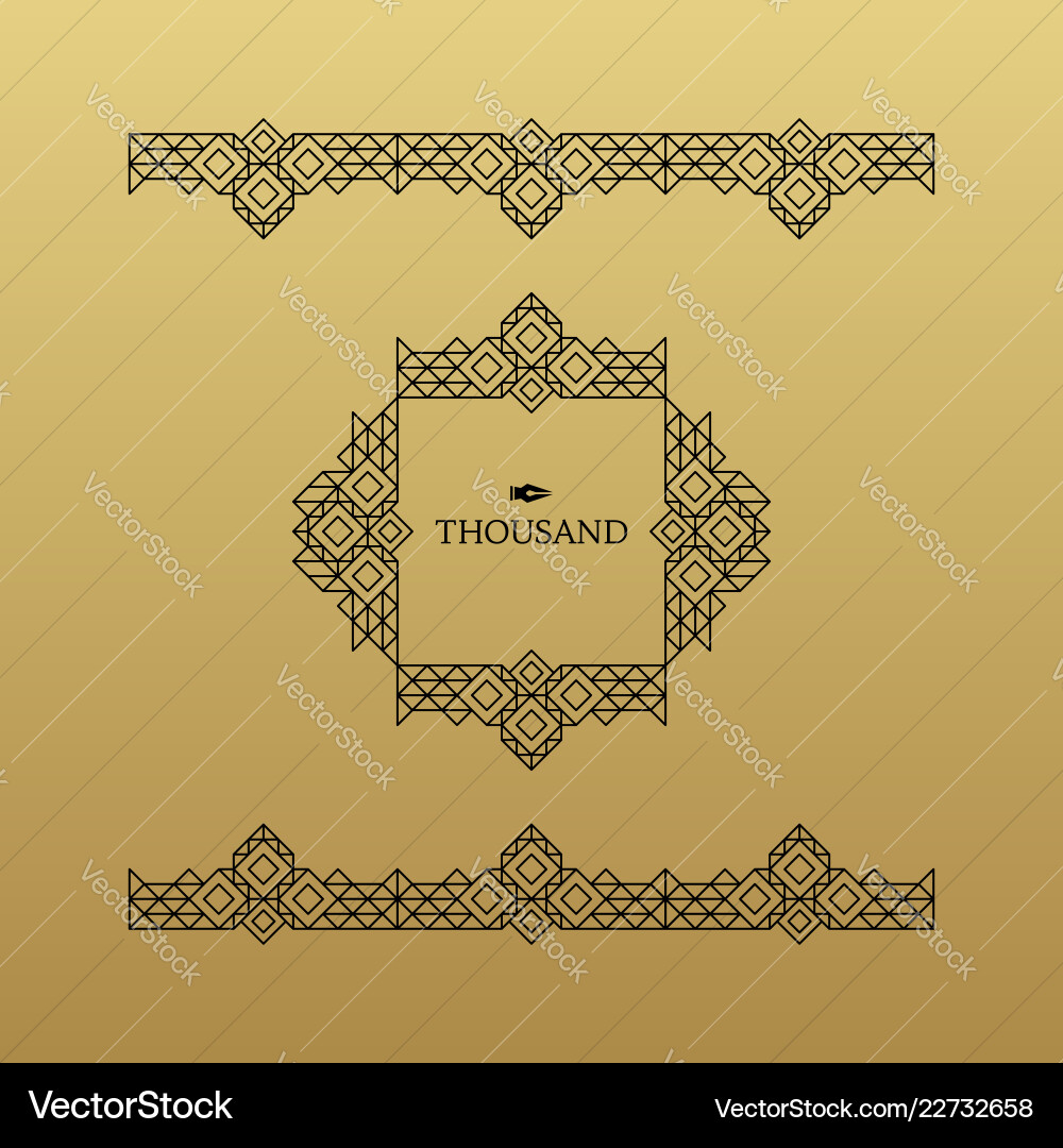 Retro frame with place for text line art design Vector Image