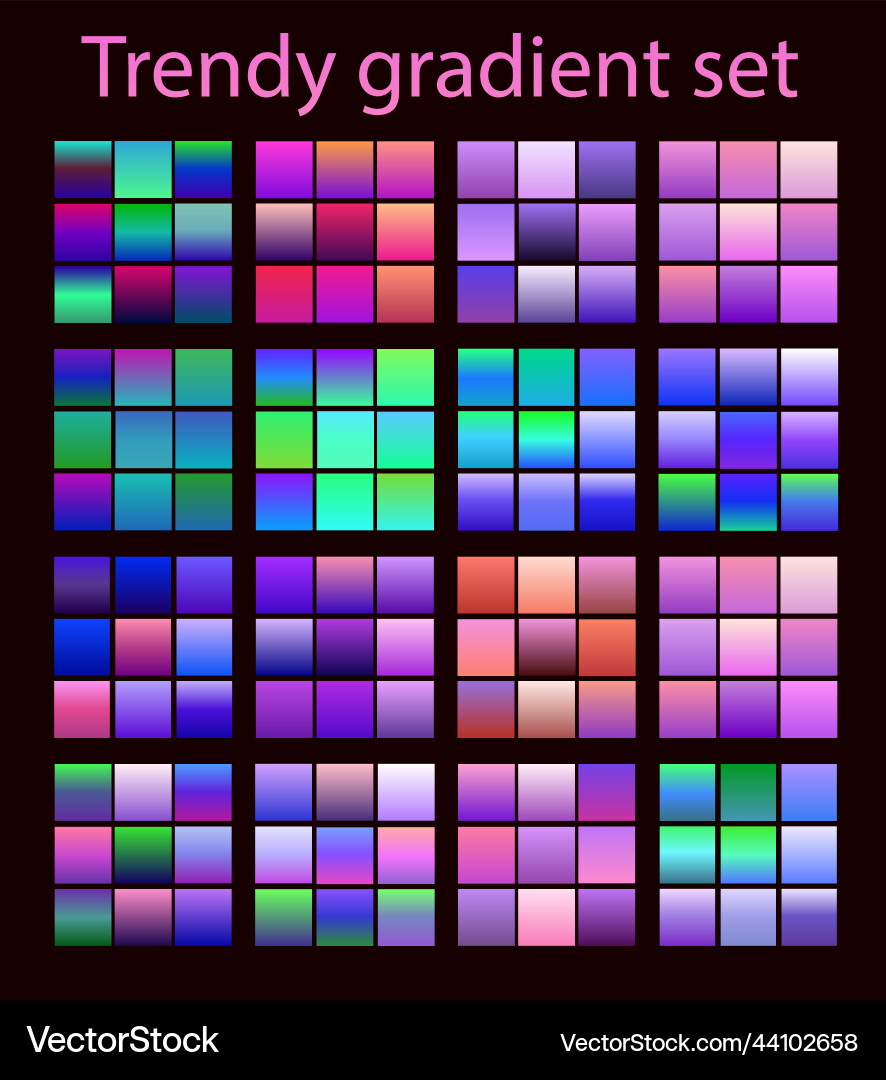 Set swatches colorful gradient background violet Vector Image