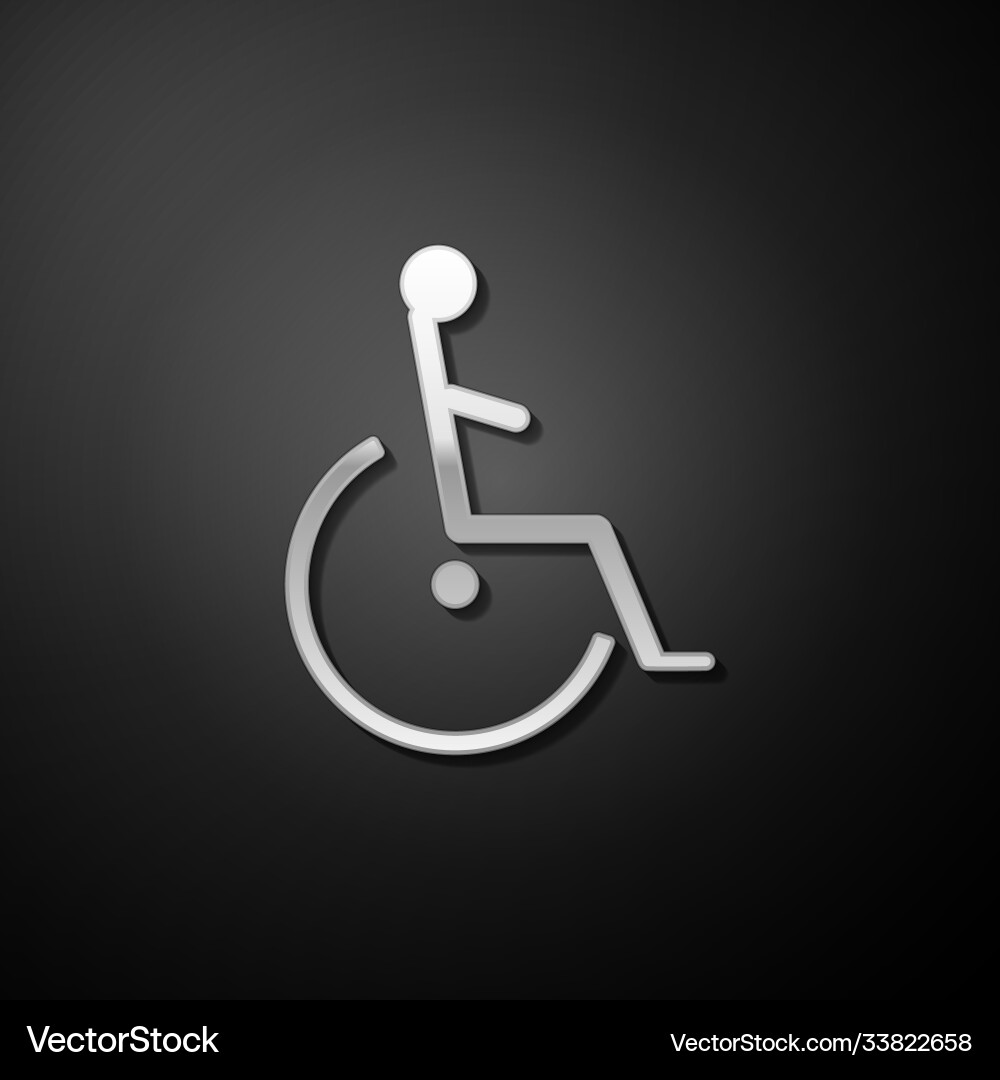 Silver disabled handicap icon isolated on black Vector Image