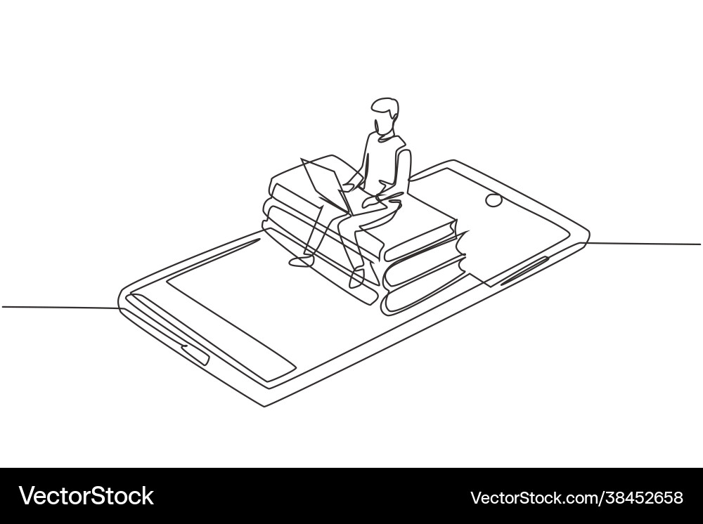 Single continuous line drawing male college Vector Image