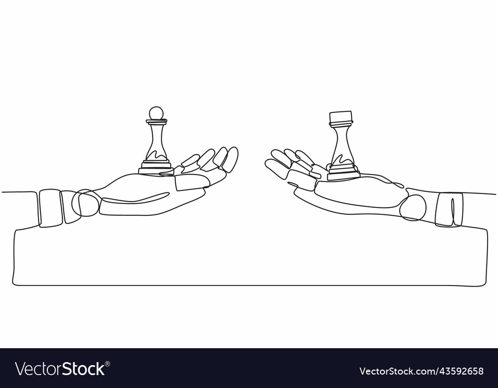 Single continuous line drawing robots hands Vector Image Single continuous line drawing robots hands Vector Image