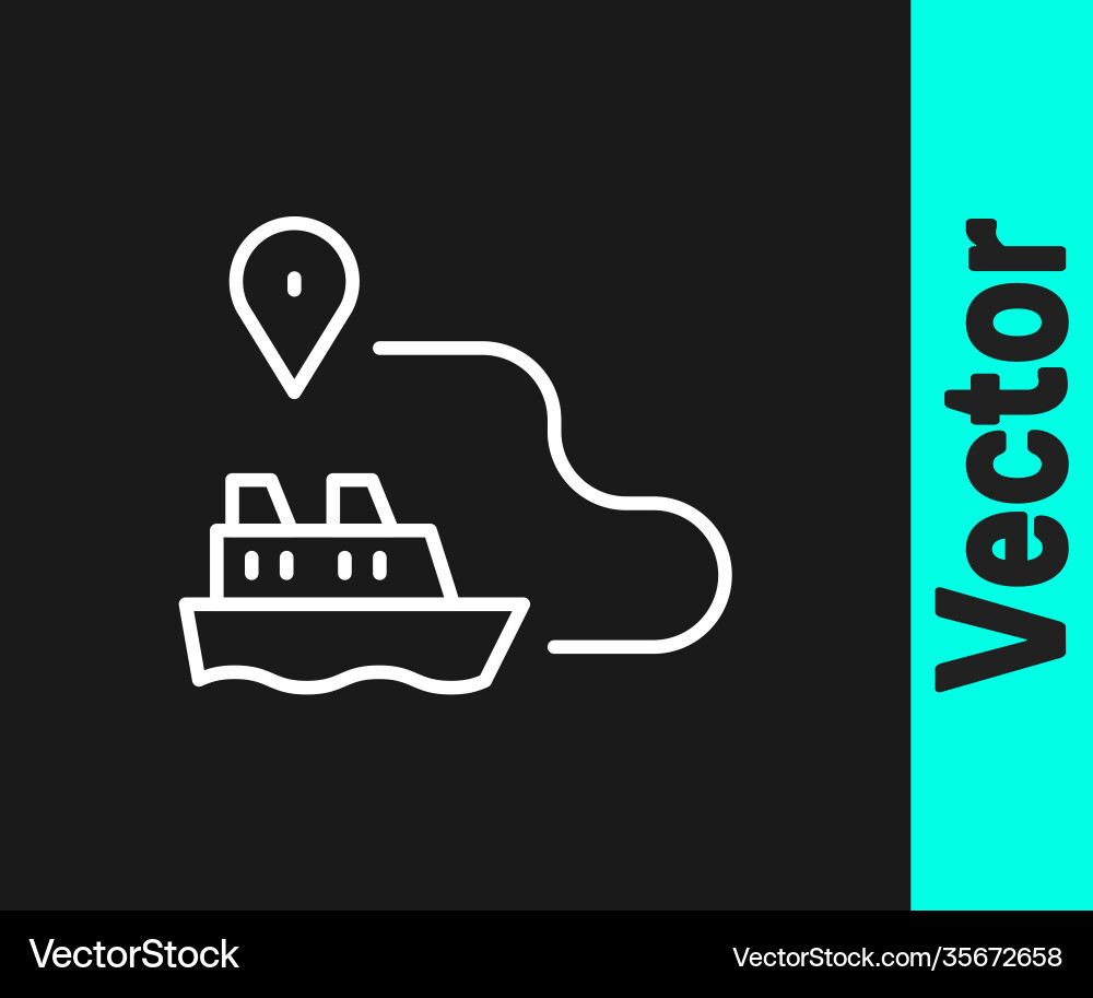 White line ship line path ship sea route Vector Image