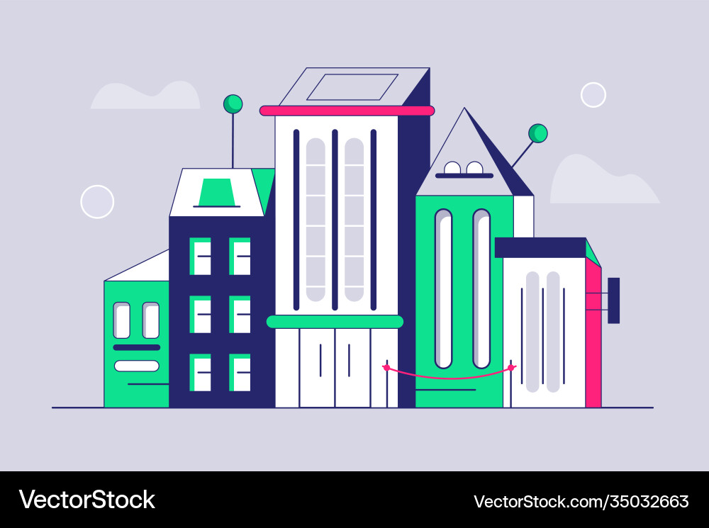 A row modern buildings standing together Vector Image