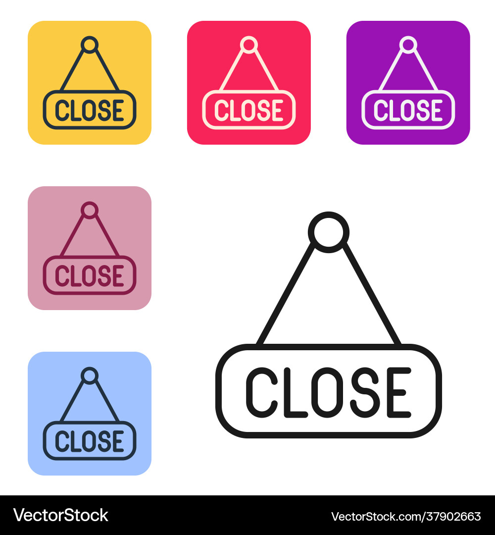 Black line hanging sign with text closed icon Vector Image