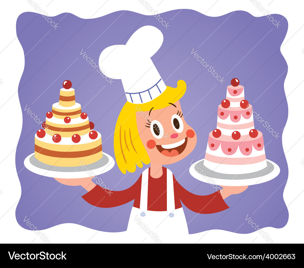 Cake chef little girl Royalty Free Vector Image